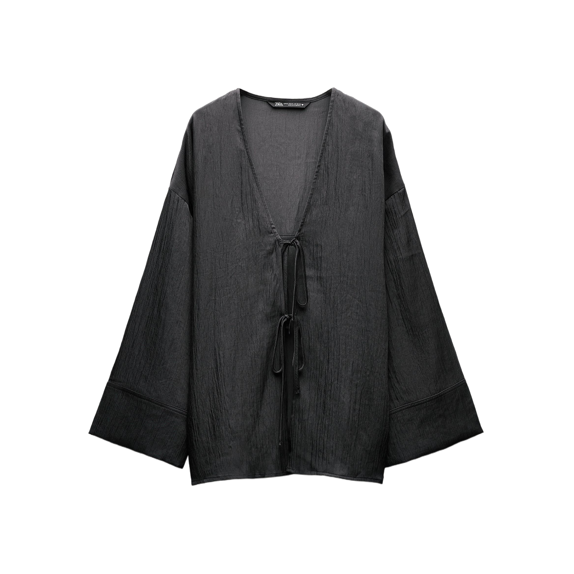 (W) 자라 텍스처드 기모노 셔츠 워시드 페트롤 | Zara | KREAM