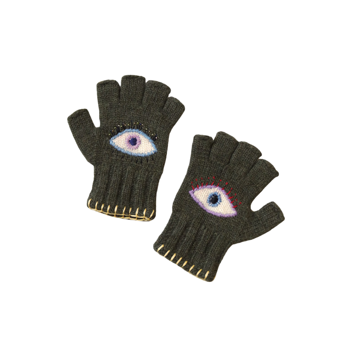 캐피탈 울 포크테일 글러브 스피크이지 자수 카키 | Kapital | KREAM