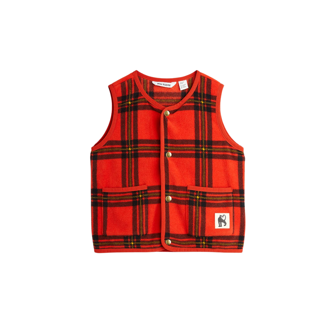 (키즈) 미니 로디니 체크 플리스 베스트 레드 | Mini Rodini | KREAM
