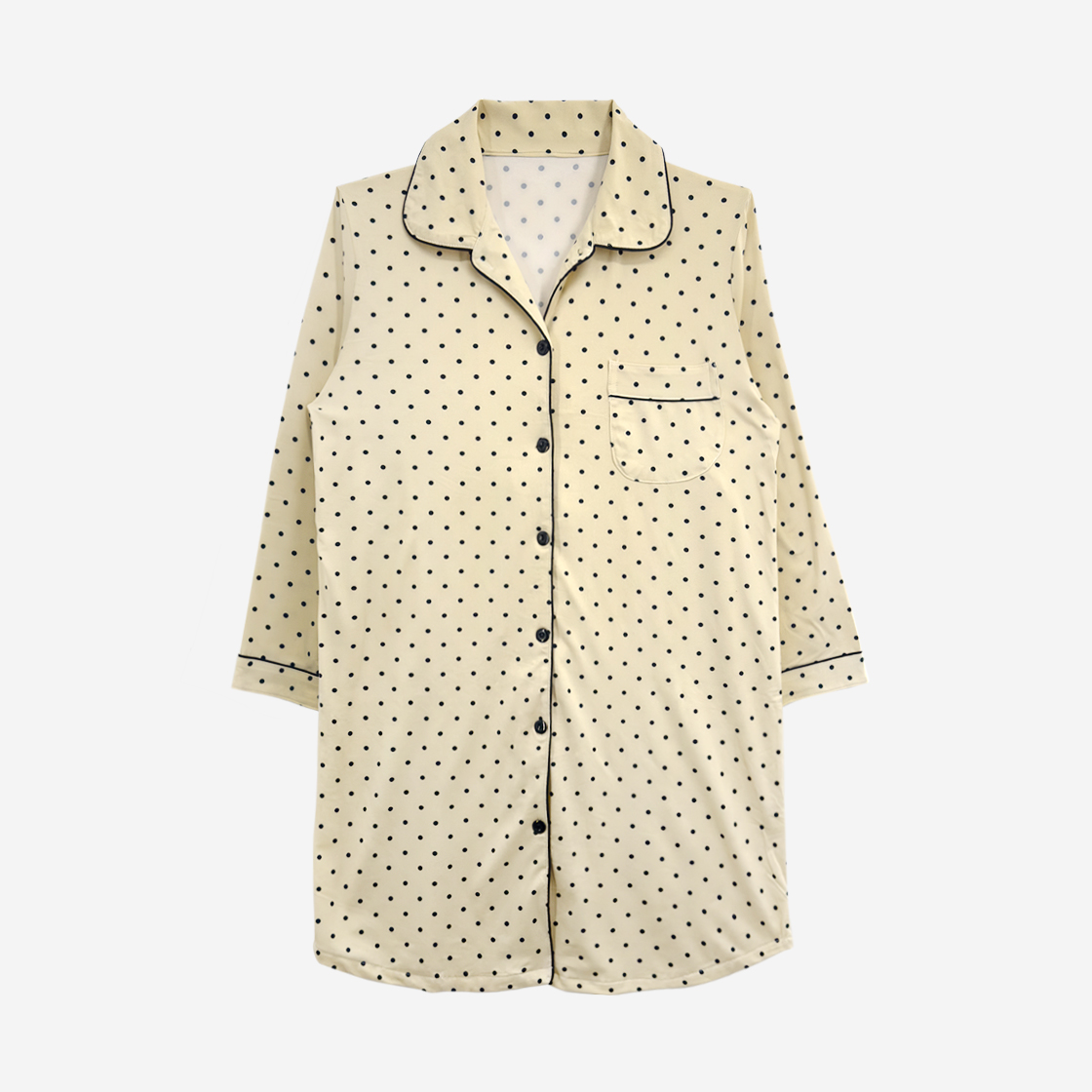 (W) 에이원 미니 도트 피치 기모 카라 버튼 원피스 도트아이보리 | AONE | KREAM