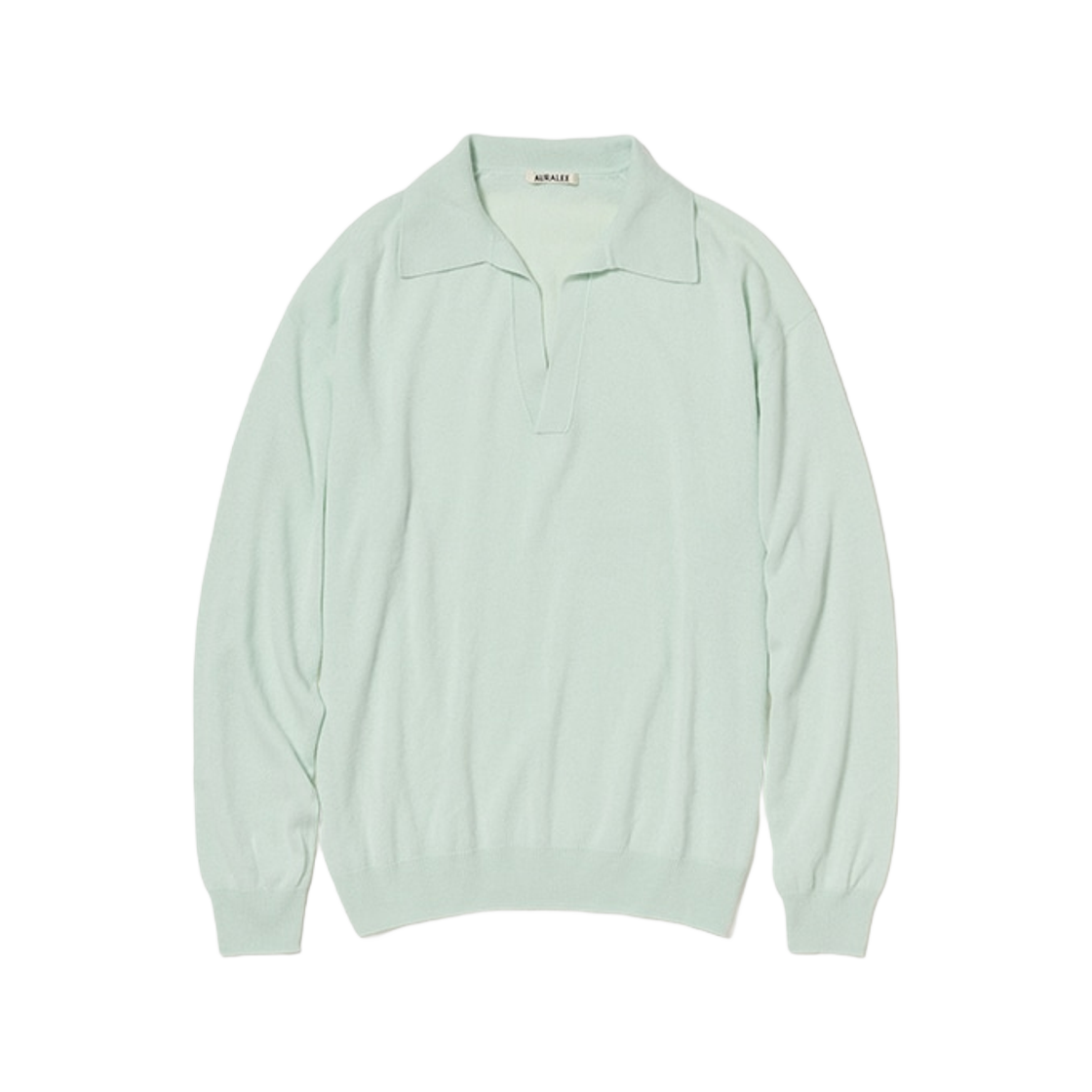 오라리 슈퍼 파인 캐시미어 실크 니트 스키퍼 폴로 화이트 그린 - 25SS | Auralee | KREAM
