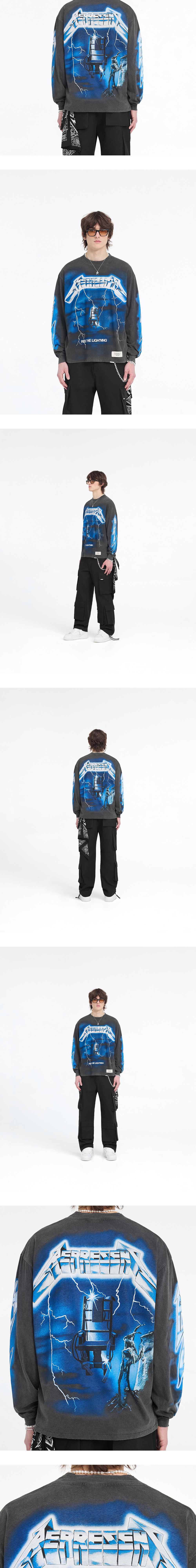 리프레젠트 x 메탈리카 라이드 더 라이트닝 LS 티셔츠 빈티지 그레이 - 25SS | Represent | KREAM