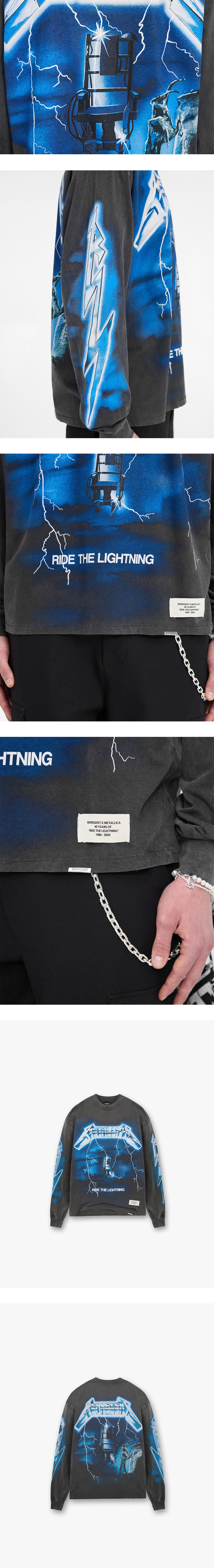 리프레젠트 x 메탈리카 라이드 더 라이트닝 LS 티셔츠 빈티지 그레이 - 25SS | Represent | KREAM