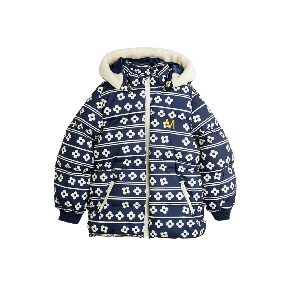 (키즈) 미니 로디니 플라워 푸퍼 자켓 블루 | Mini Rodini | KREAM
