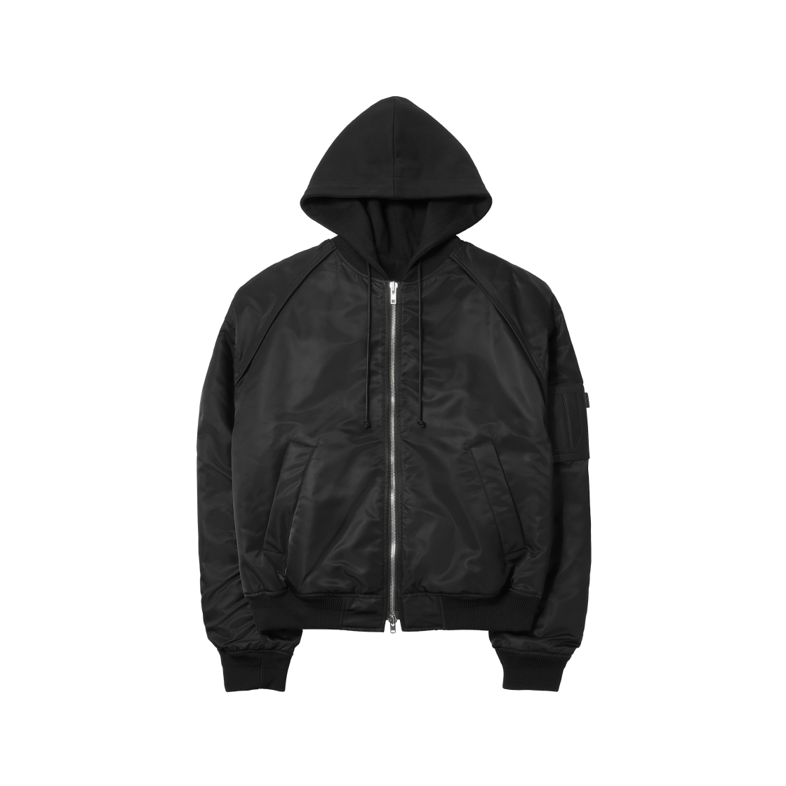 준지 나일론 저지 후드 디테처블 MA-1 점퍼 블랙 - 25SS | JUUN.J | KREAM