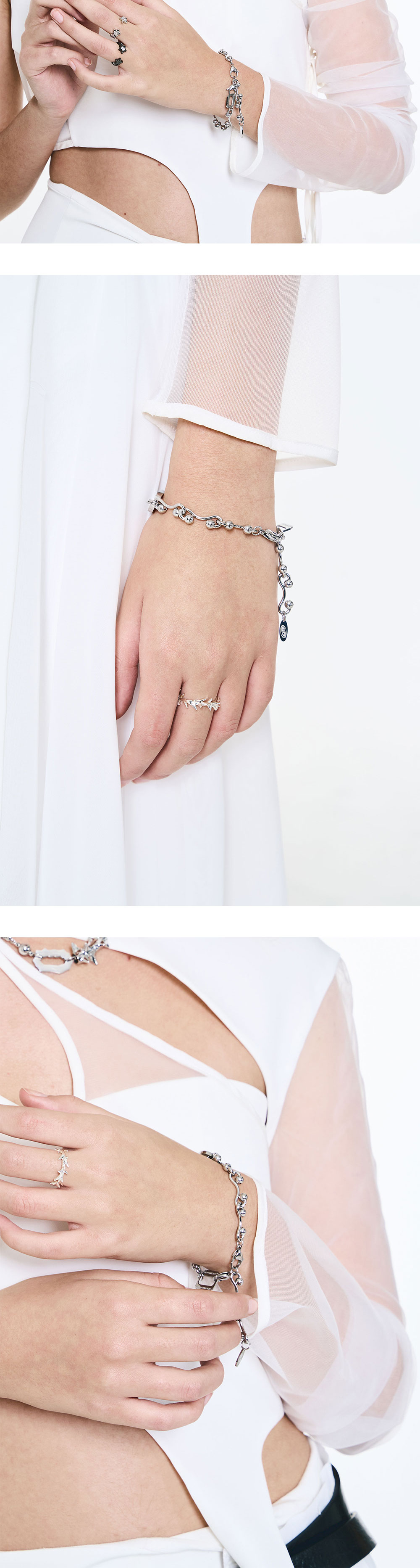 센티멍 넘버 598 웨이브 2 홀드 볼 브레이슬렛 실버 | SENTIMENTS | KREAM