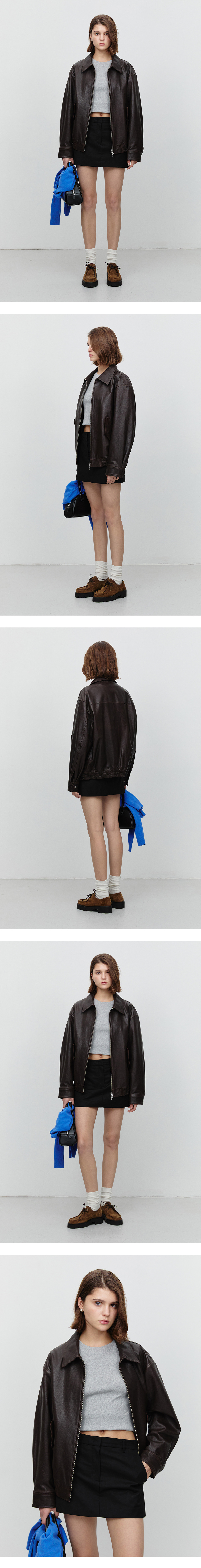 던스트 유니섹스 램스킨 레더 블루종 브라운 | Dunst | KREAM