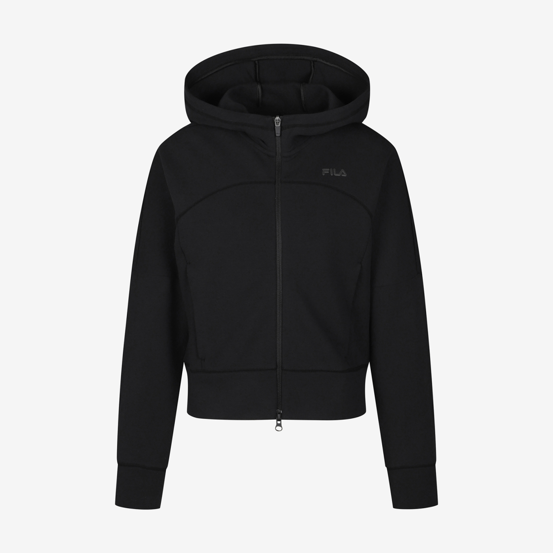 휠라 여성 더블 테크 레귤러핏 셋업 후드 상의 블랙 | FILA | KREAM