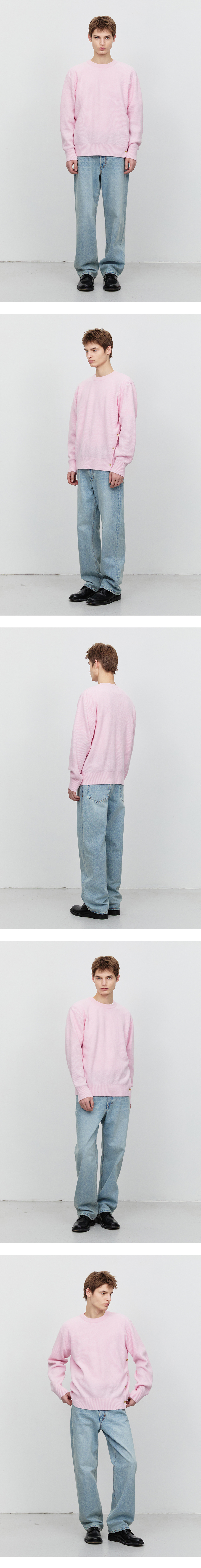 던스트 유니섹스 버튼 크루넥 스웨터 핑크 | Dunst | KREAM