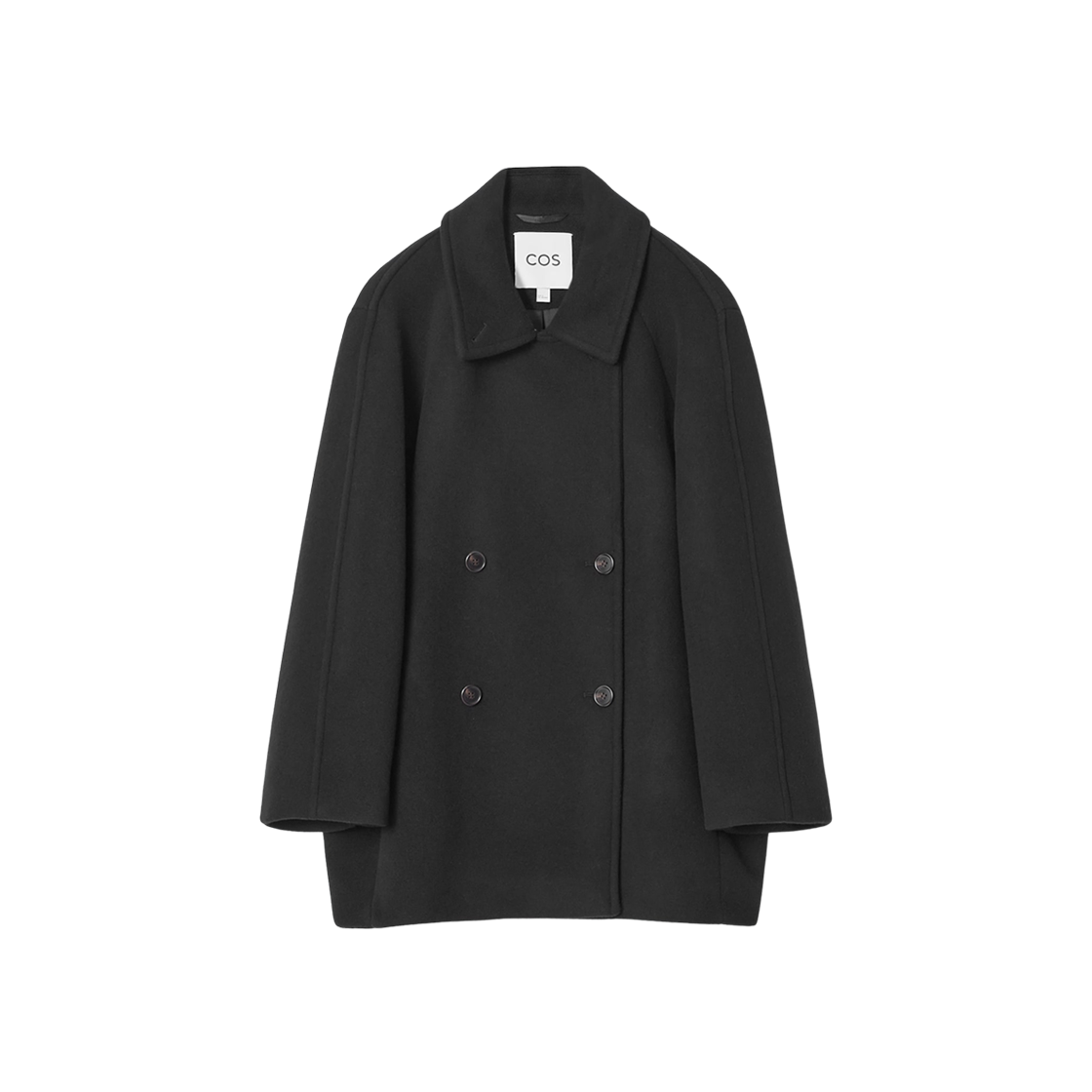 (W) 코스 오버사이즈 더블 브레스티드 울 피 코트 블랙 | COS | KREAM