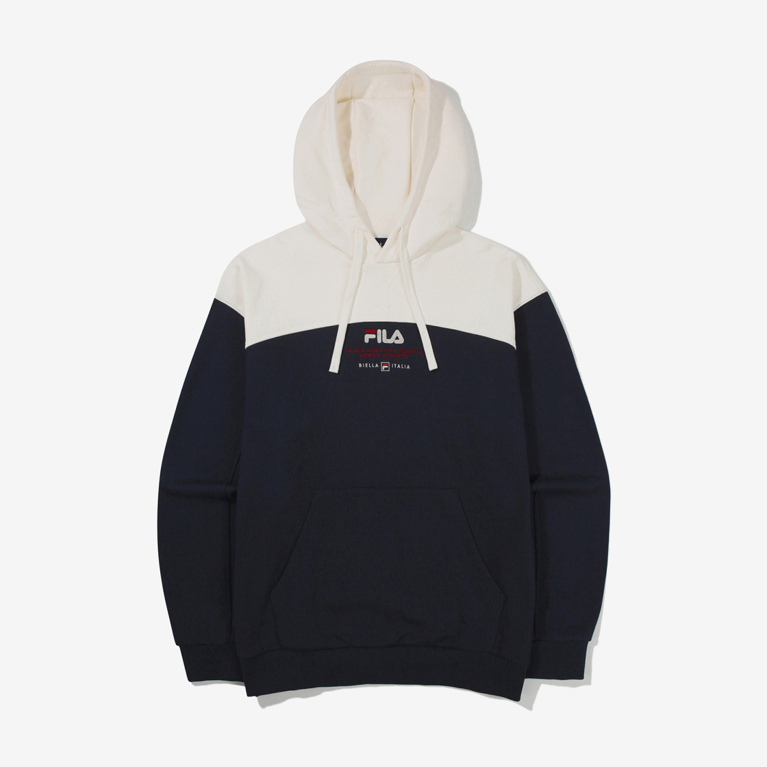 휠라 유니 컬러블럭 후드티 네이비 | FILA | KREAM