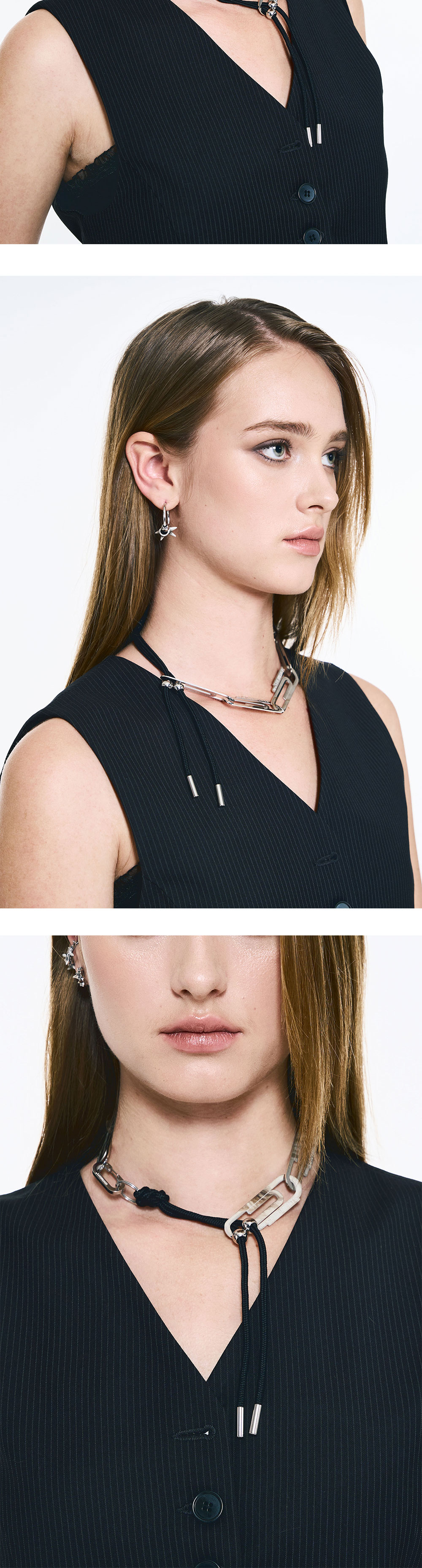 센티멍 넘버 584 클립 레이어드 네크리스 실버 | SENTIMENTS | KREAM