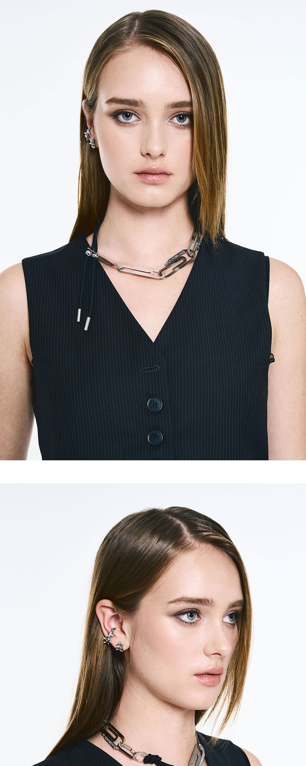 센티멍 넘버 584 클립 레이어드 네크리스 실버 | SENTIMENTS | KREAM