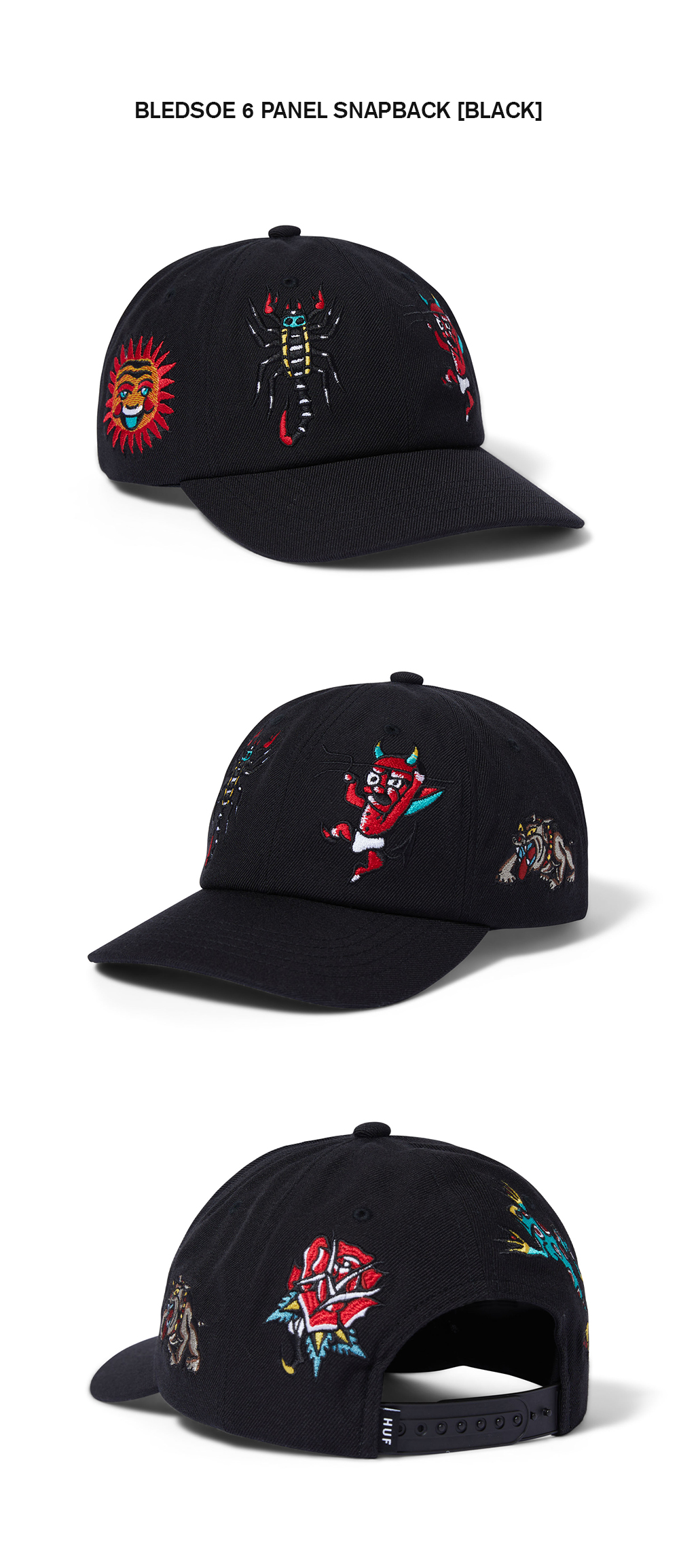 허프 BLEDSOE 6 패널 스냅백 블랙 | HUF | KREAM