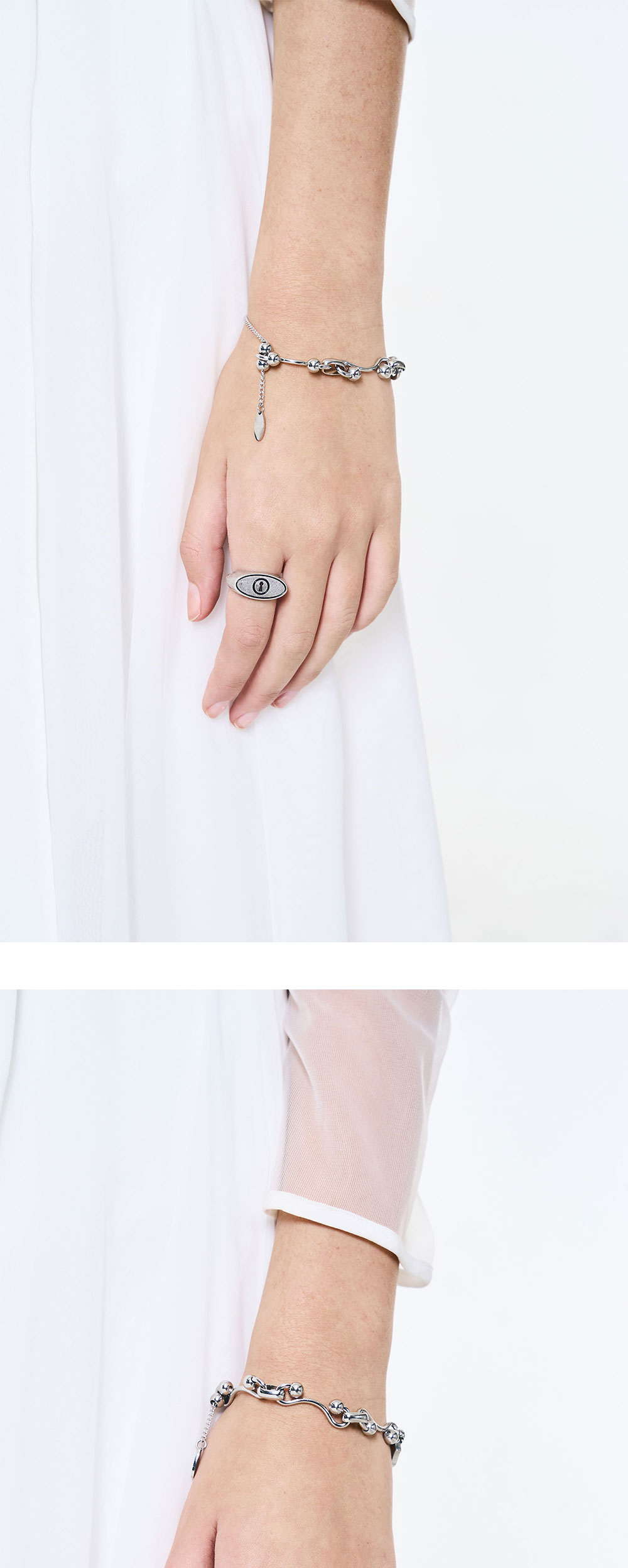 센티멍 넘버 600 2 홀드 볼 브레이슬렛 실버 | SENTIMENTS | KREAM