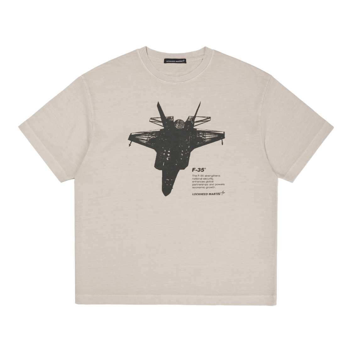 록히드마틴 LM F-35 그래픽 가먼트 다이드 오버 티셔츠 베이지 | LOCKHEED MARTIN | KREAM