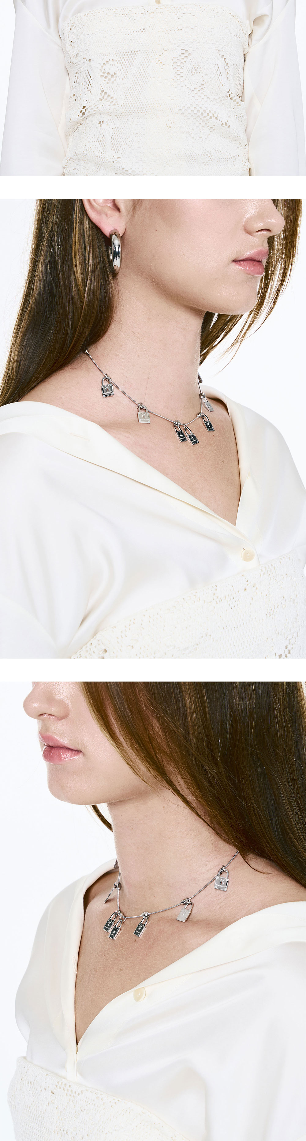 센티멍 넘버 574 자물쇠 레이어드 네크리스 실버 | SENTIMENTS | KREAM