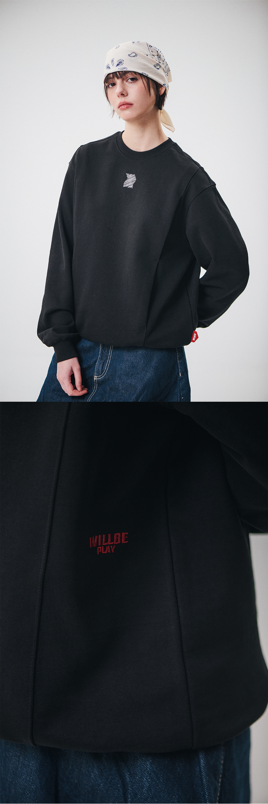 윌비플레이 턱 맨투맨 블랙 | WILLBE PLAY | KREAM