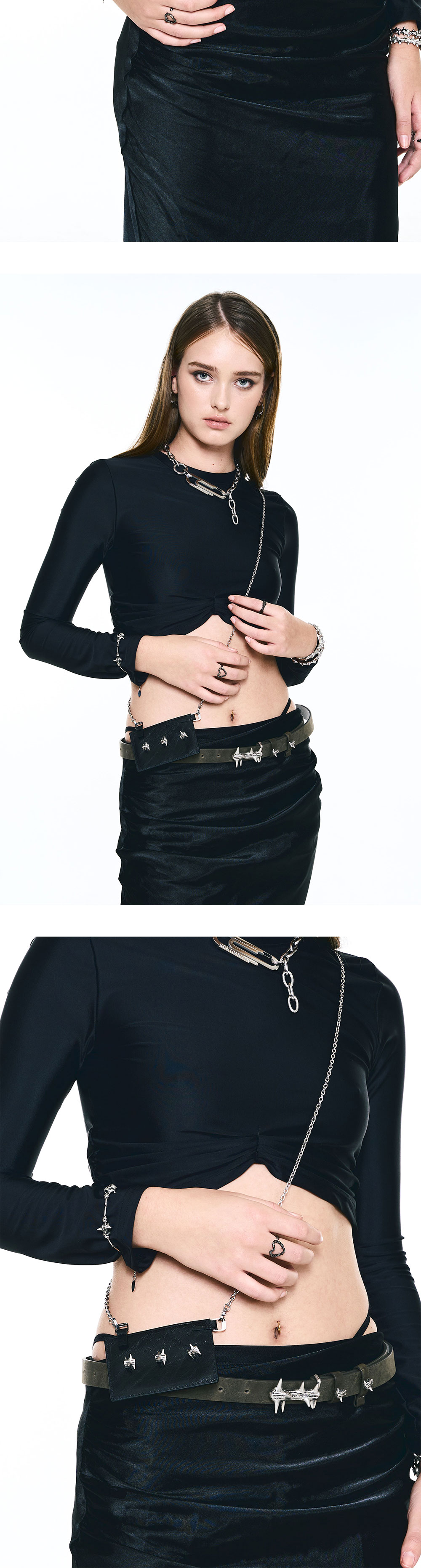 센티멍 넘버 629 가시 레더 카드 지갑 크로스 네크리스 버니쉬 | SENTIMENTS | KREAM