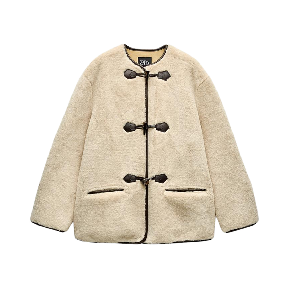 (W) 자라 토글 포우 퍼 코트 크림 | Zara | KREAM