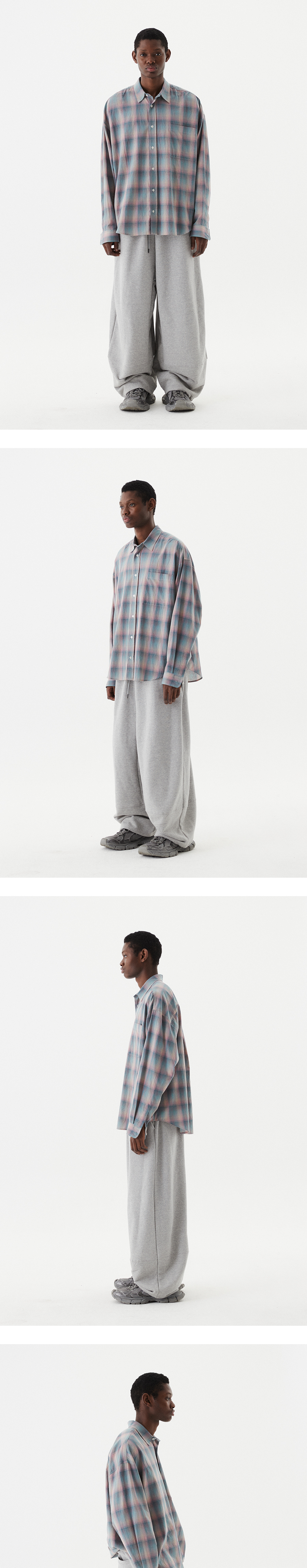 디엔에스알 오버사이즈 플란넬 체크 셔츠 핑크 | DNSR | KREAM