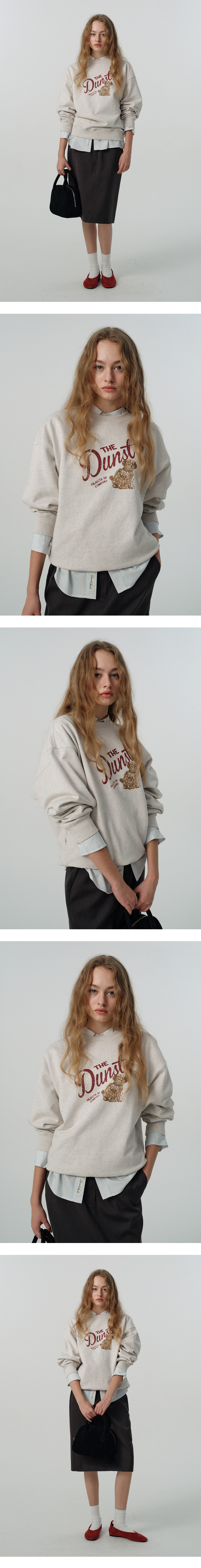 던스트 유니섹스 드로잉 퍼피 스웨트셔츠 오트밀 멜란지 | Dunst | KREAM