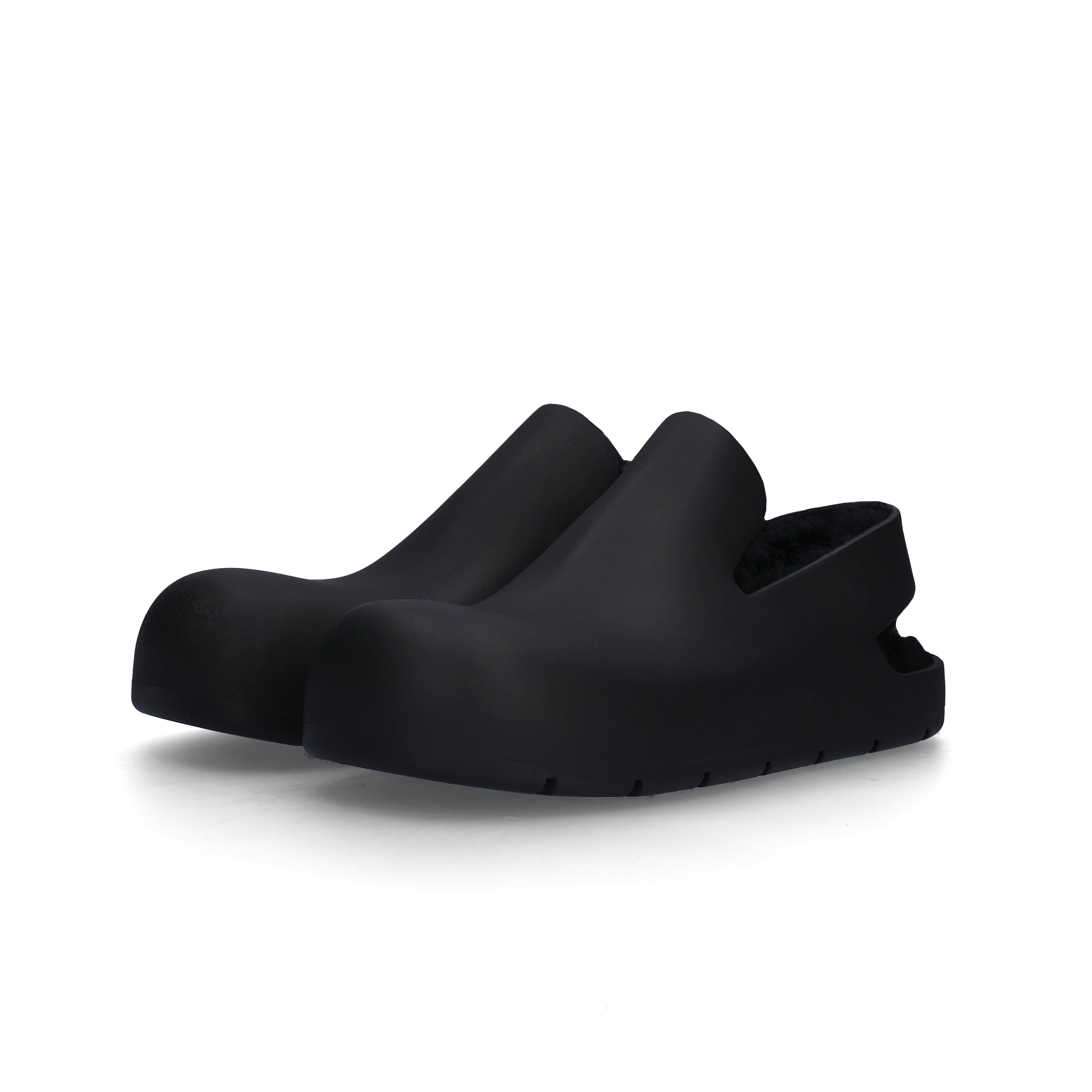 (W) 보테가 베네타 퍼들 셔링 러버 슬링백 샌들 블랙 | KREAM