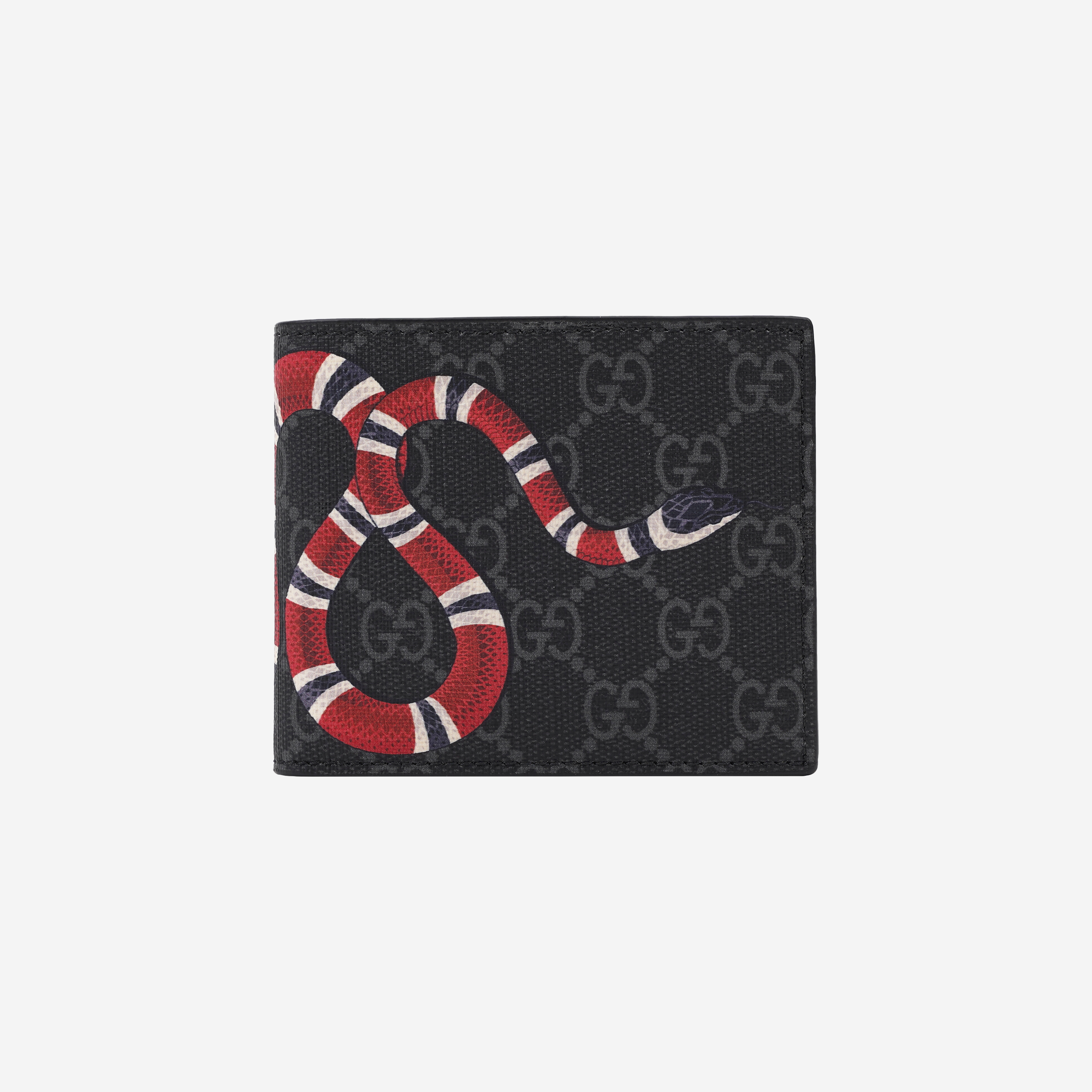 구찌 킹스네이크 프린트 GG 슈프림 반지갑 블랙 | KREAM