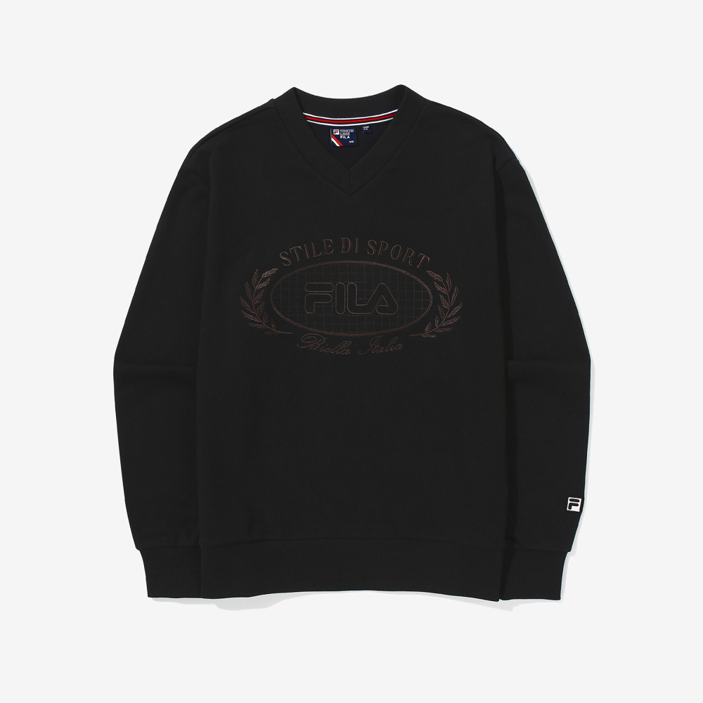 휠라 테니스 브이넥 맨투맨 블랙 | FILA | KREAM