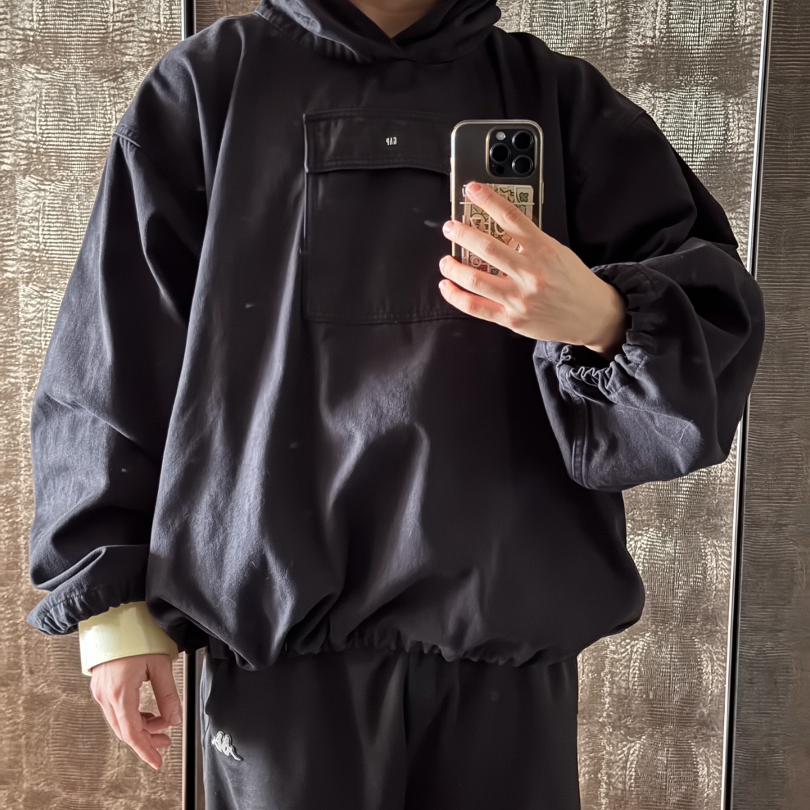 이지갭 사틴 아노락 블랙 XS | KREAM