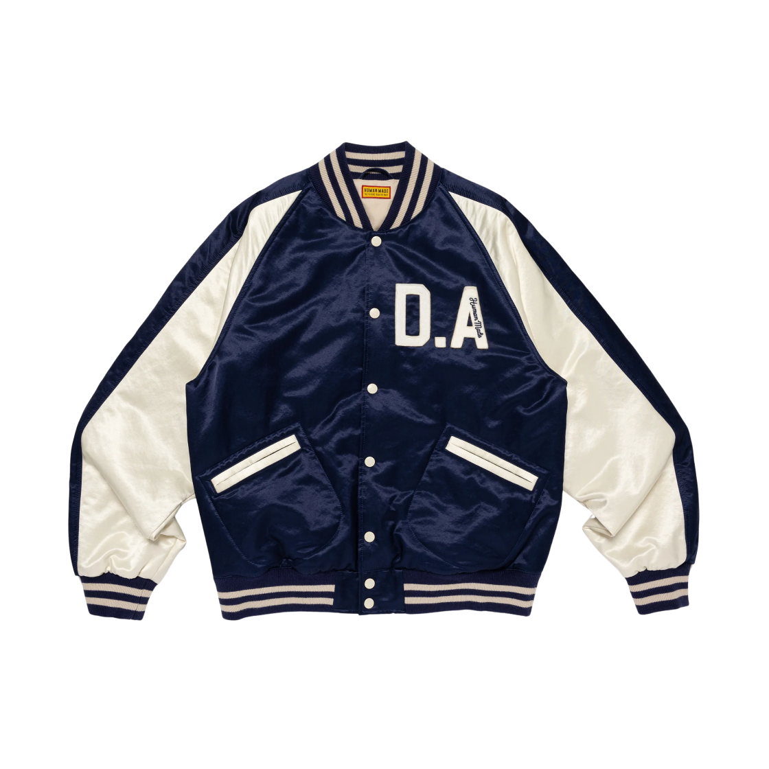휴먼 메이드 새틴 스타디움 자켓 네이비 | Human Made | KREAM
