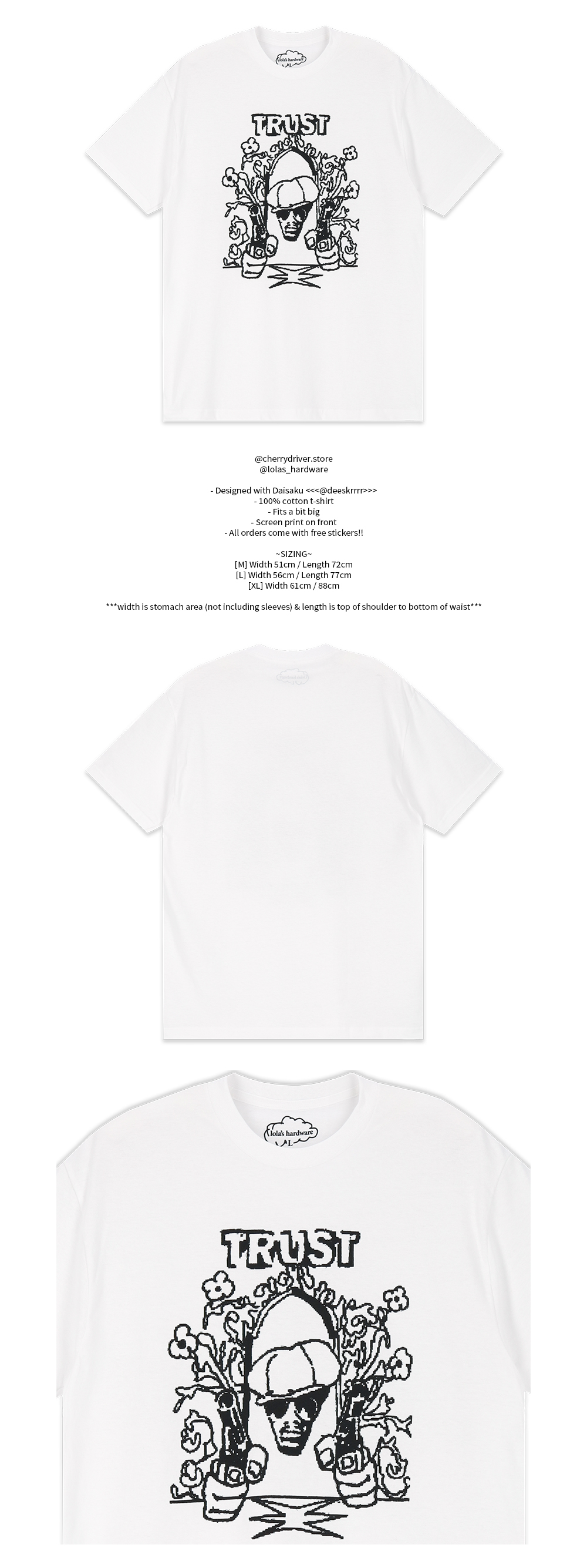 체리드라이버 트러스트 티셔츠 화이트 | CHERRY DRIVER | KREAM