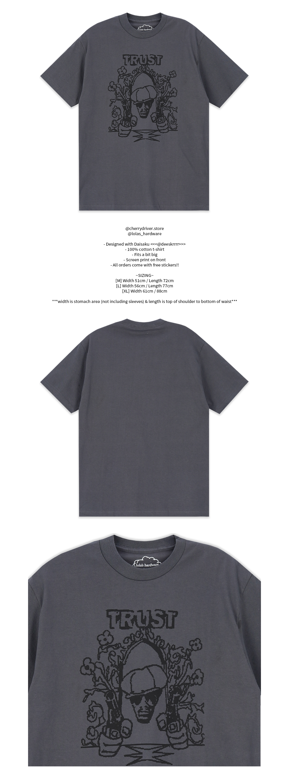 체리드라이버 트러스트 티셔츠 차콜 | CHERRY DRIVER | KREAM
