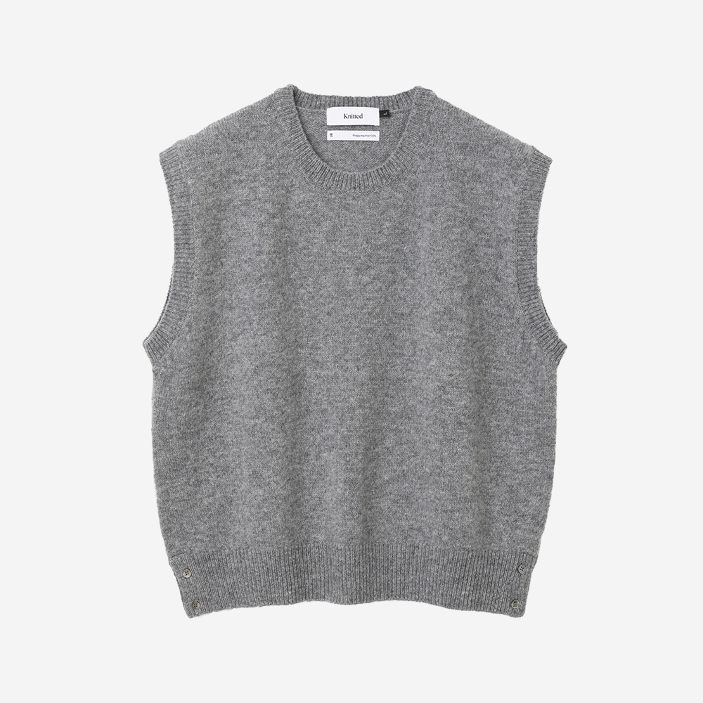 니티드 쉐기독 울 100% 라운드 베스트 그레이 | Knitted | KREAM
