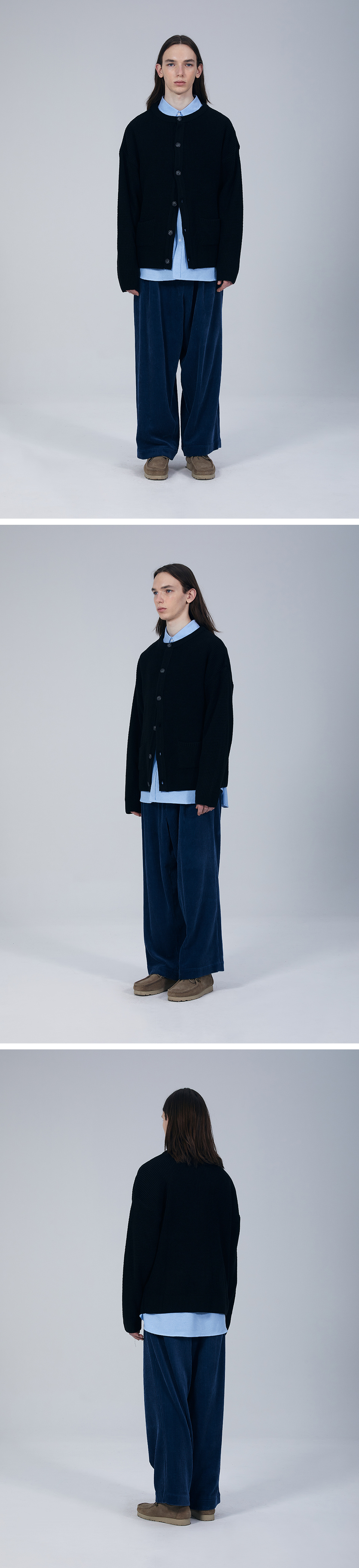 니티드 안티필링 볼륨 와플 가디건 블랙 | Knitted | KREAM