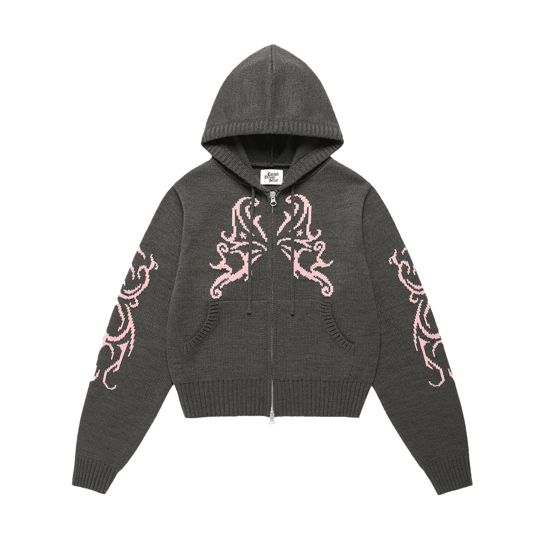 카비시 W 버터플라이 니트 집업 후디 차콜 | CAVISH | KREAM