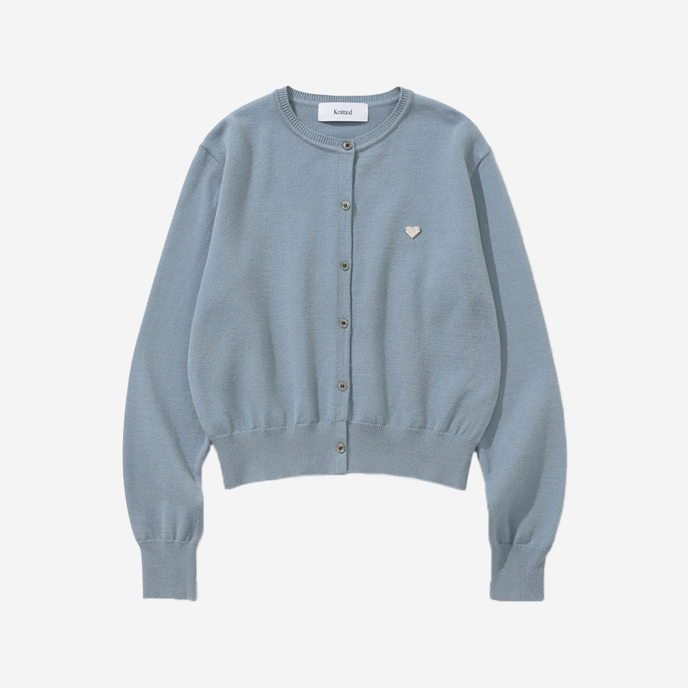 니티드 베이직 에센셜 워셔블 라운드 가디건 우먼 스톤블루 | Knitted | KREAM