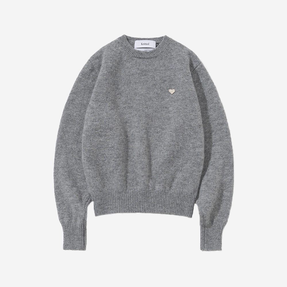 니티드 쉐기독 울 100% 라운드 니트 우먼 그레이 | Knitted | KREAM