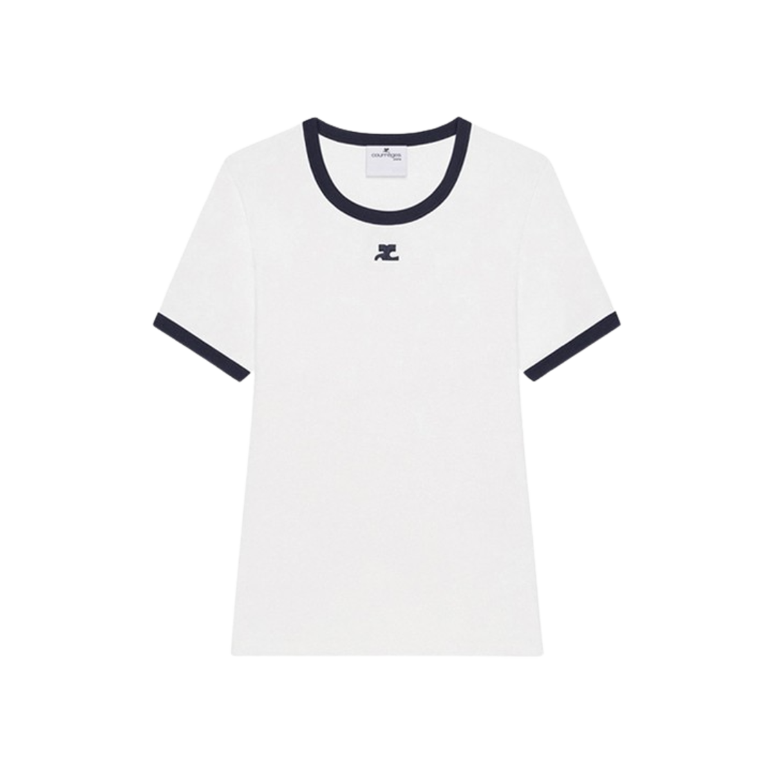 (W) 꾸레쥬 헤리티지 티셔츠 화이트 네이비 | Courreges | KREAM