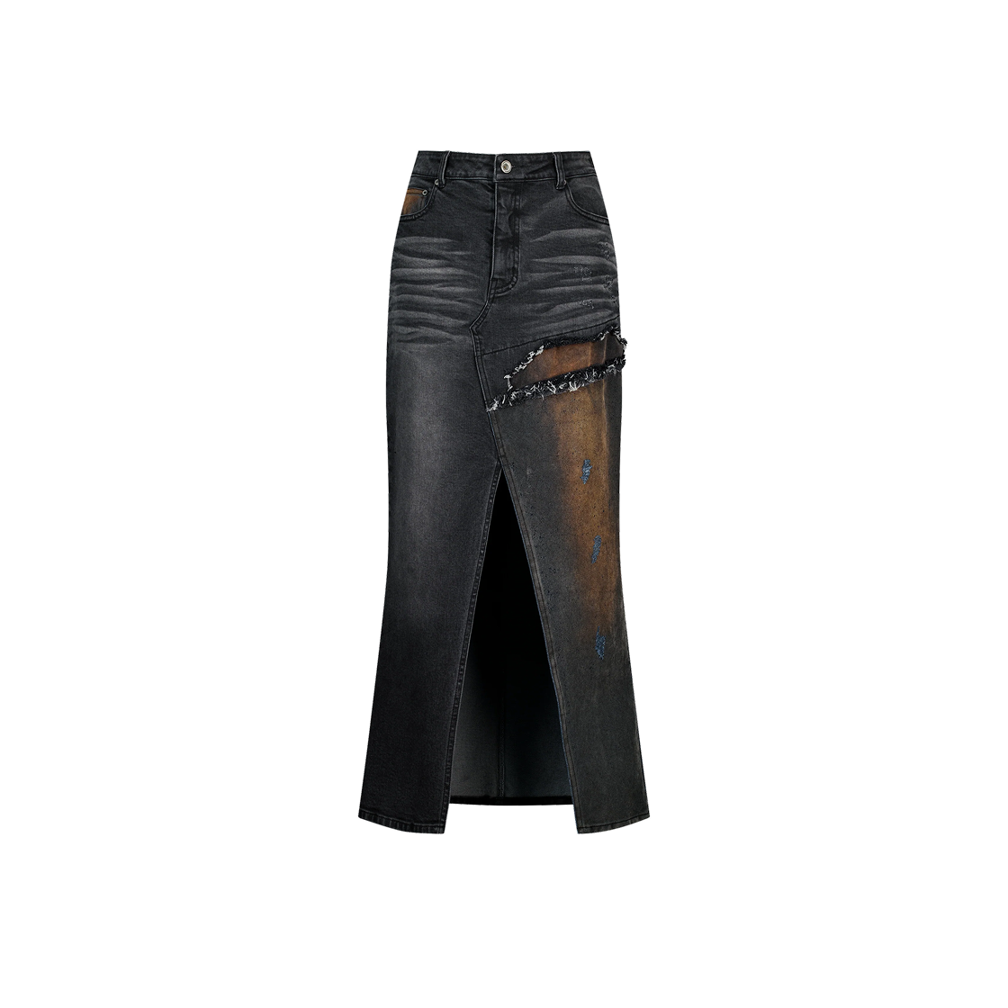 (W) 로딩룸 엠마 하이브리드 맥시 데님 스커트 워시드 블랙 | Loadingroom | KREAM