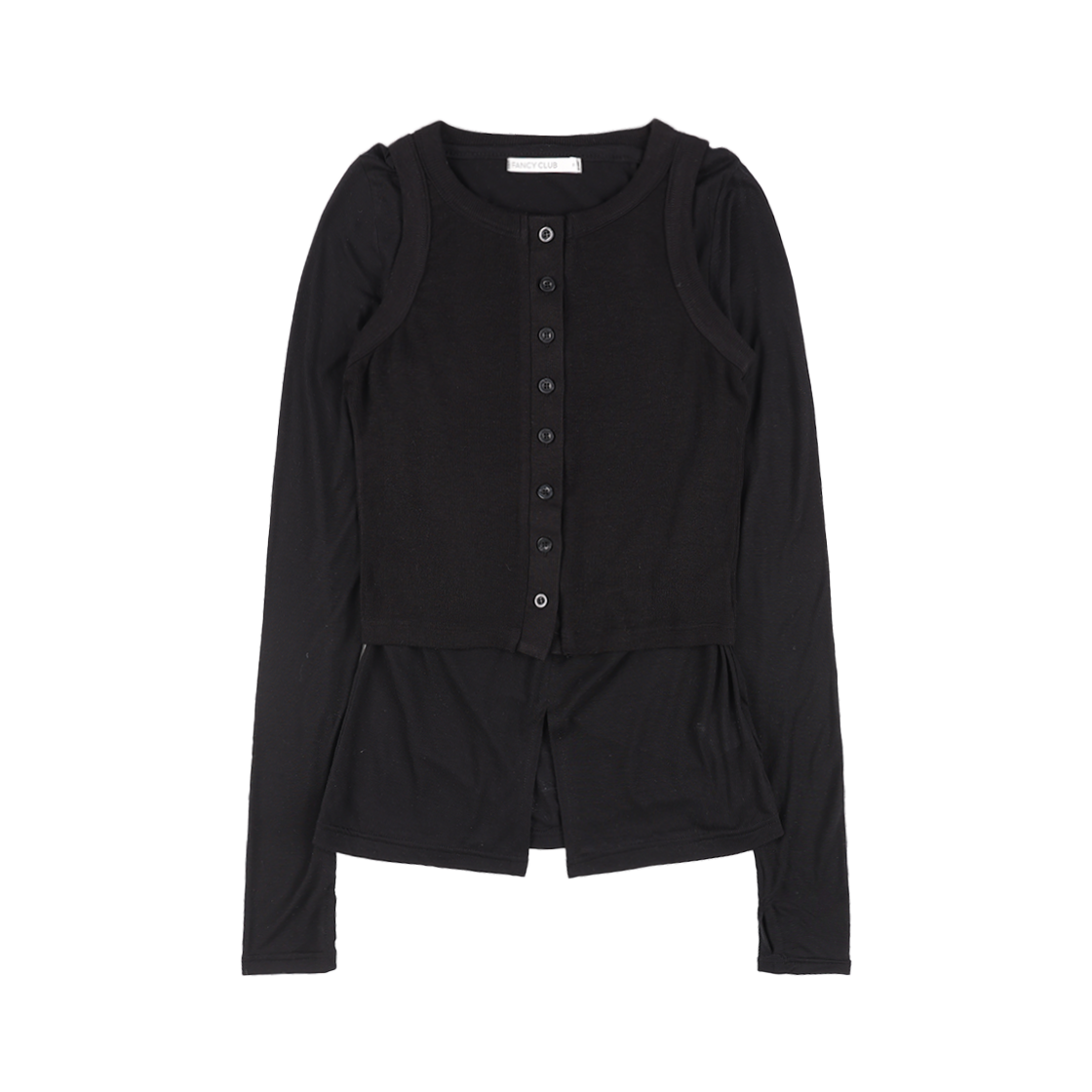 팬시클럽 쓰리웨이 버튼 레이어드 롱슬리브 블랙 | FANCY CLUB | KREAM