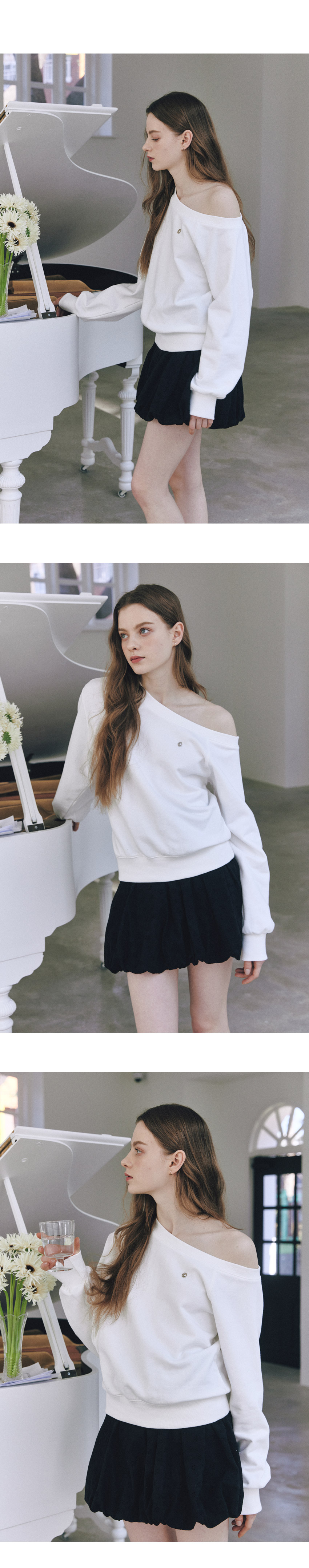 레터프롬문 에딘 오프숄더 스웻셔츠 아이보리 | LETTER FROM MOON | KREAM