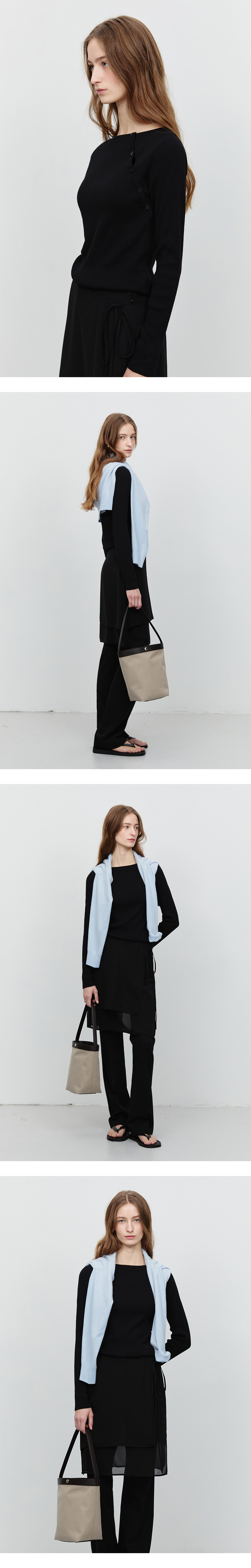 던스트 버튼 슬릿 니트 탑 블랙 | Dunst | KREAM