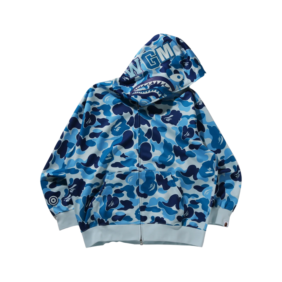 베이프 ABC 카모 레이온 릴렉스드 핏 샤크 풀 지퍼 후드 블루 | KREAM