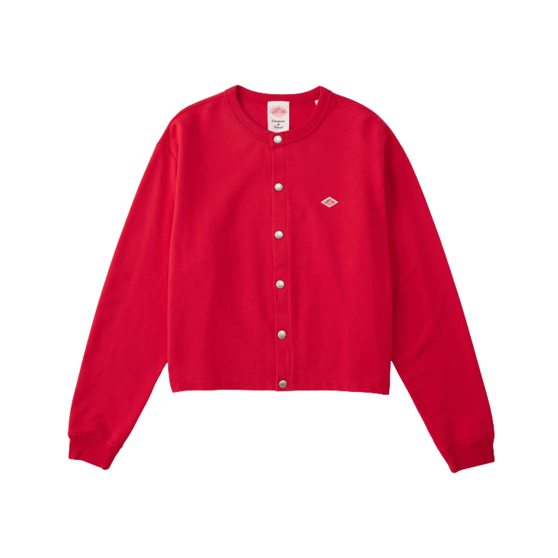 (W) 단톤 코튼 테리 크루넥 가디건 레드 | Danton | KREAM