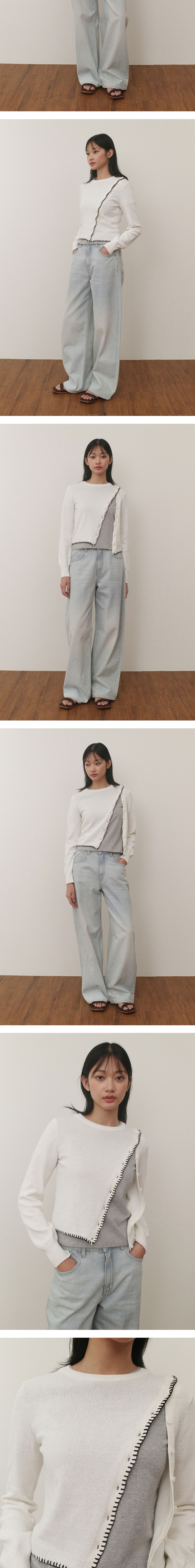 엔오르 우먼 다이애그널 버튼 니트 화이트 | ENOR | KREAM