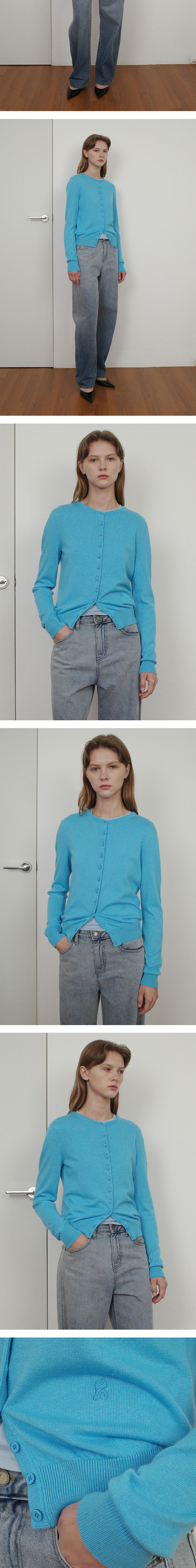 엔오르 우먼 코튼 베이직 라운드 가디건 블루 | ENOR | KREAM