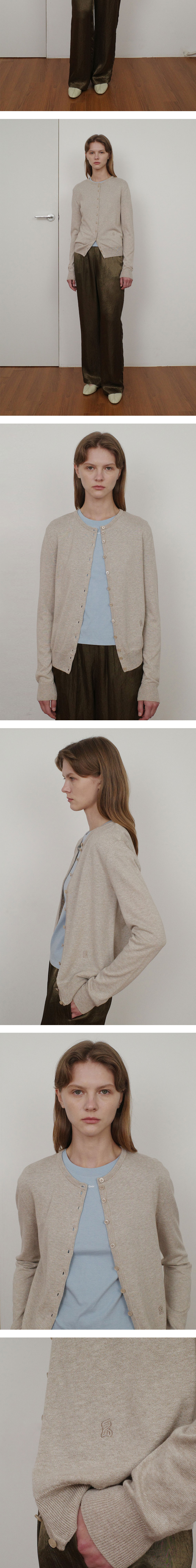 엔오르 우먼 코튼 베이직 라운드 가디건 베이지 | ENOR | KREAM