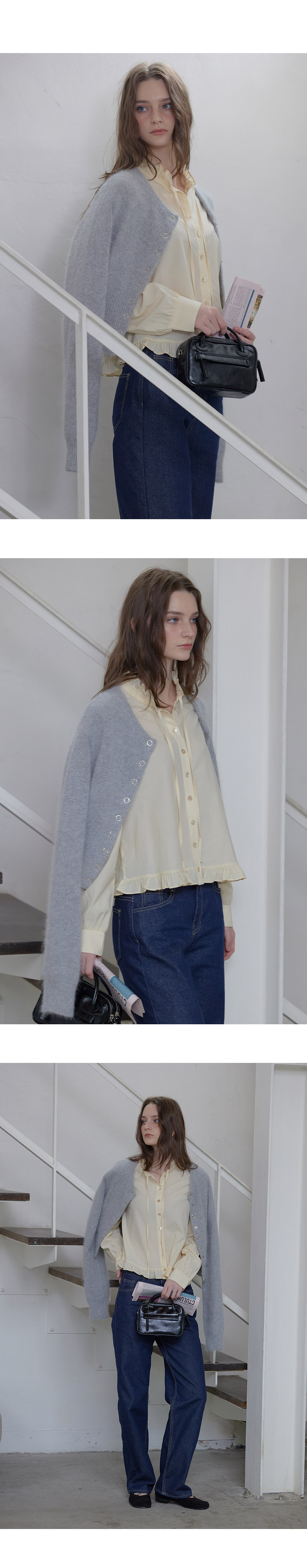 레터프롬문 앙고라 코니 더스트 울 가디건 그레이 | LETTER FROM MOON | KREAM