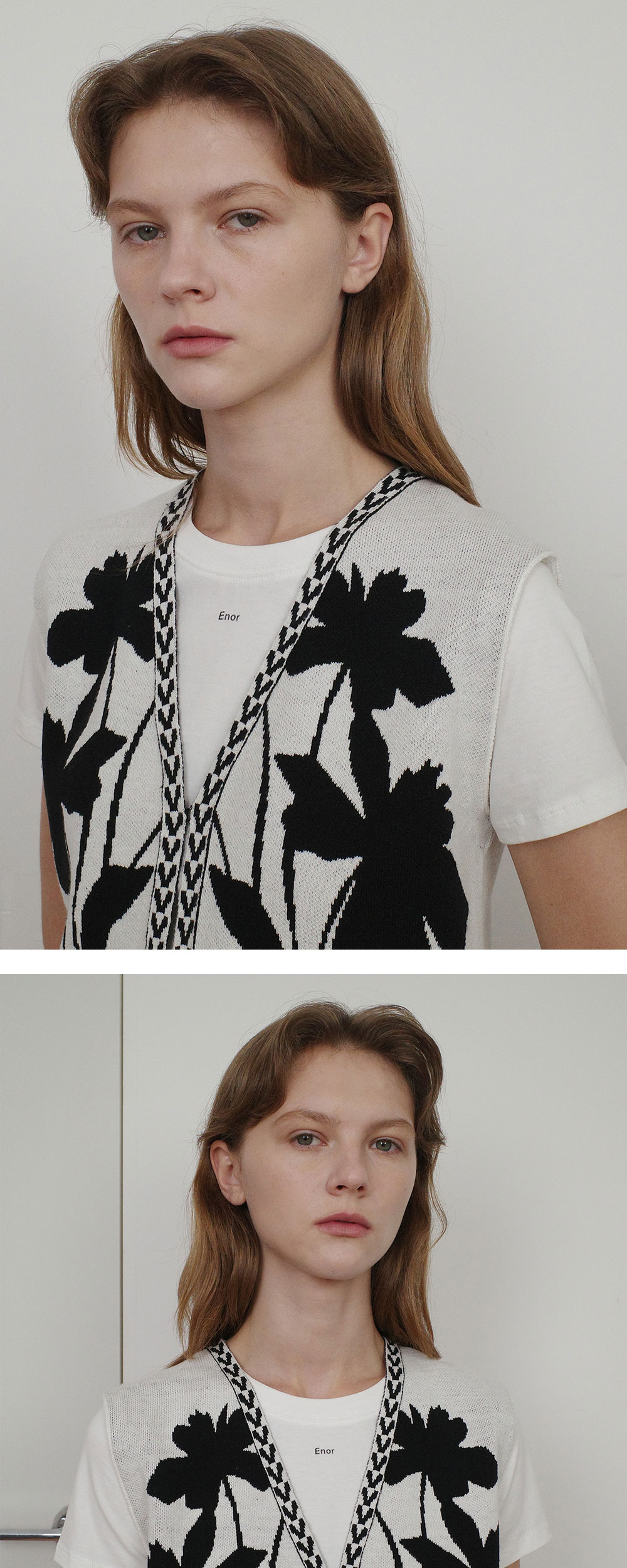 엔오르 우먼 플라워 자카드 베스트 아이보리 | ENOR | KREAM